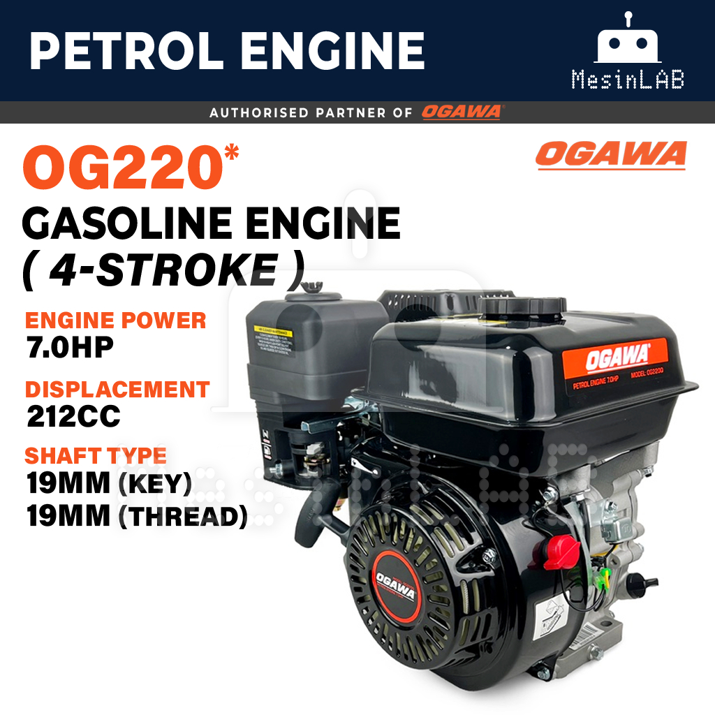 Ogawa 7HP/212cc Petrol Engine OG220 19mm Key & Thread 4-Stroke Heavy ...