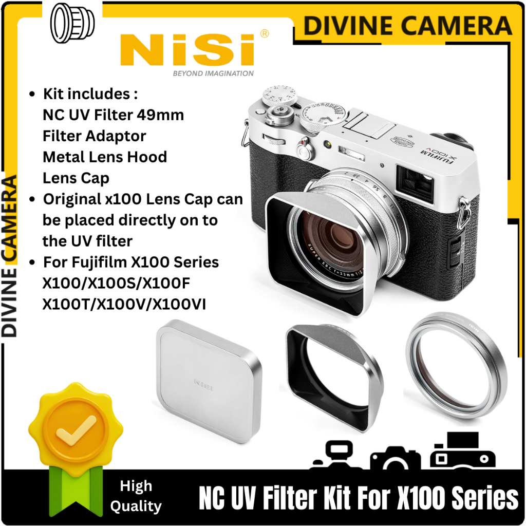 NiSi X100 Series NC UV Filter with 49mm Filter Adaptor, Metal Lens Hood ...