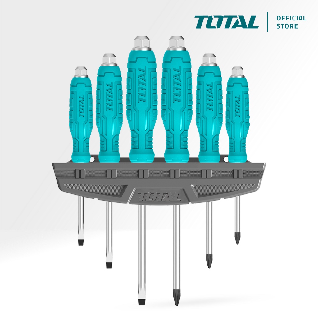 TOTAL Go-Through Screwdriver Set (6 Pcs) PH1/PH2/PH3/SL5.5/SL6.5/SL8.0/Cr-V Steel THGSS35061 ...