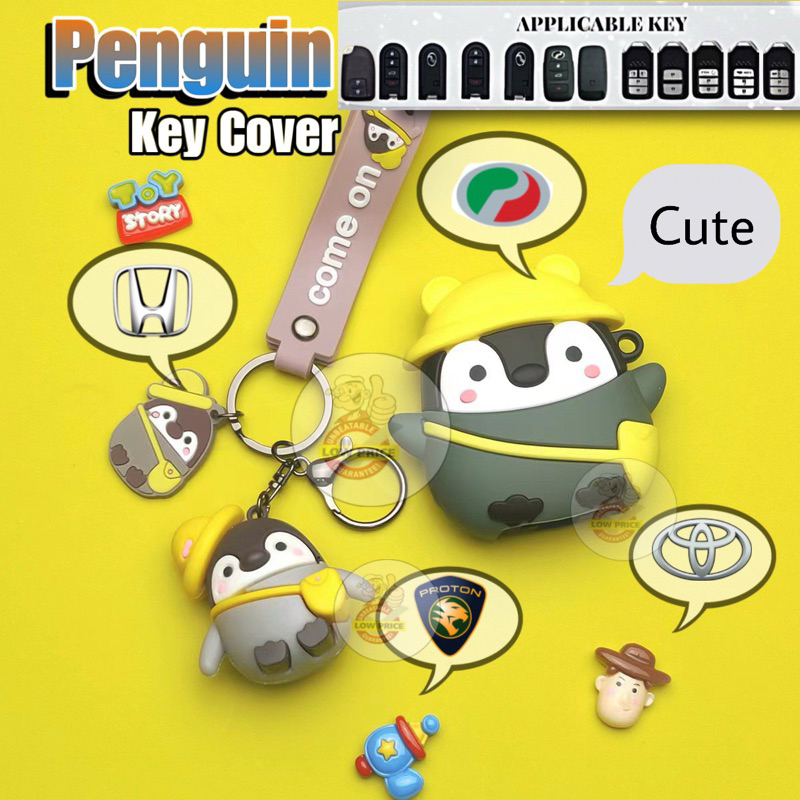 NEW💛Penguin Cartoon KEY COVER Car Alarm Remote Smart Keyless Cartoon ...