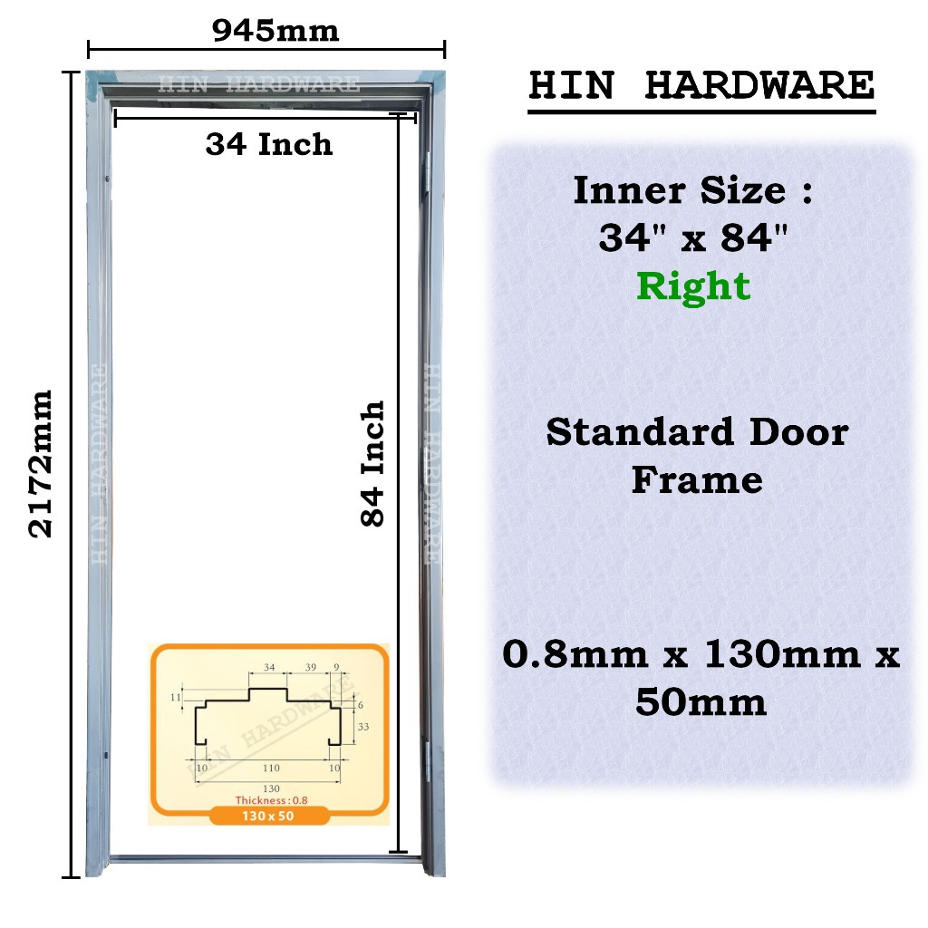 HIN PRE ORDER SIRIM Premium Metal Door Frame EG 0.8mm x 130mm / Frame ...