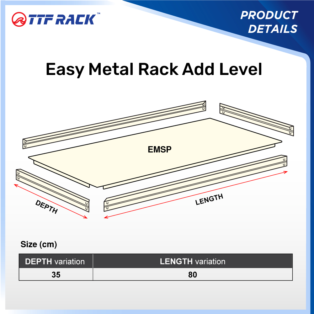 TTF Rack™ EASY METAL ADD LEVEL Shelving Level Tingkat Tambahan Rak Besi ...