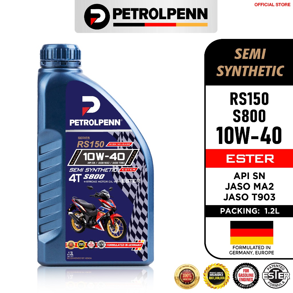 [ESTER] PETROLPENN RS150 4T S800 10W-40 Semi Synthetic (1.2L ...
