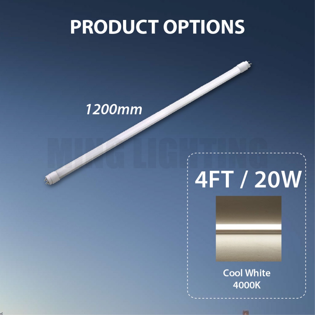 LED T8 Lampu Kalimantang 4FT 20W Ceiling Wall Lights Casing Light Tube Home Lighting Panjang ...