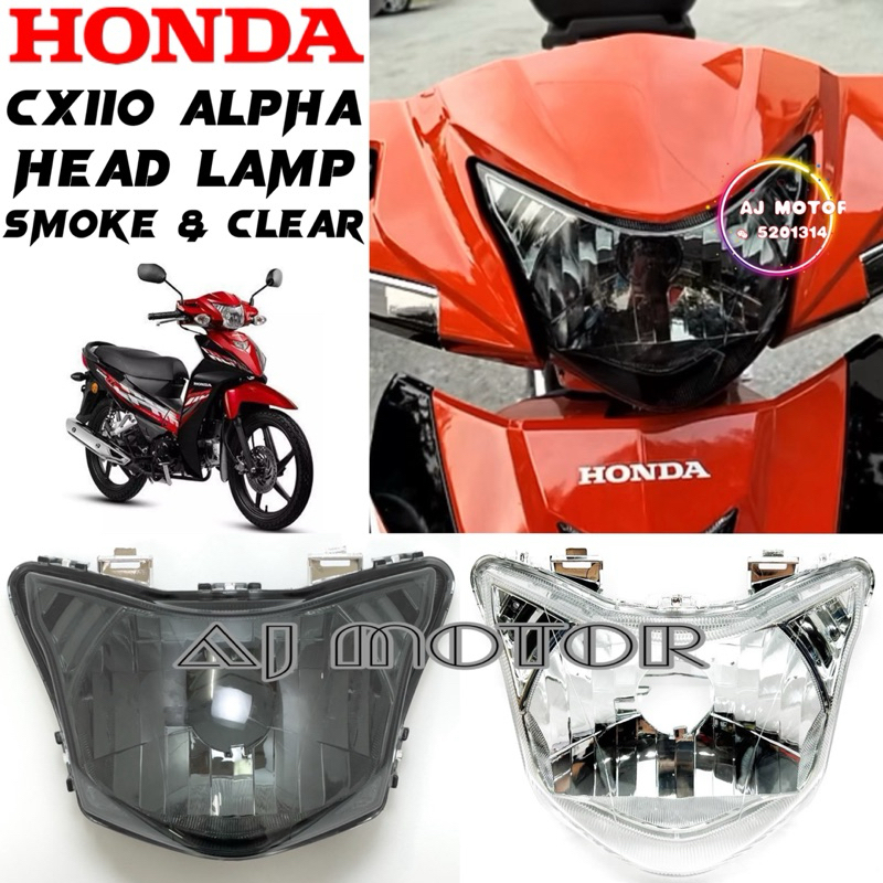 [ HEAD LAMP CLEAR & SMOKE ] HONDA WAVE110 ALPHA CX WAVE 110 CX110 W110 ...