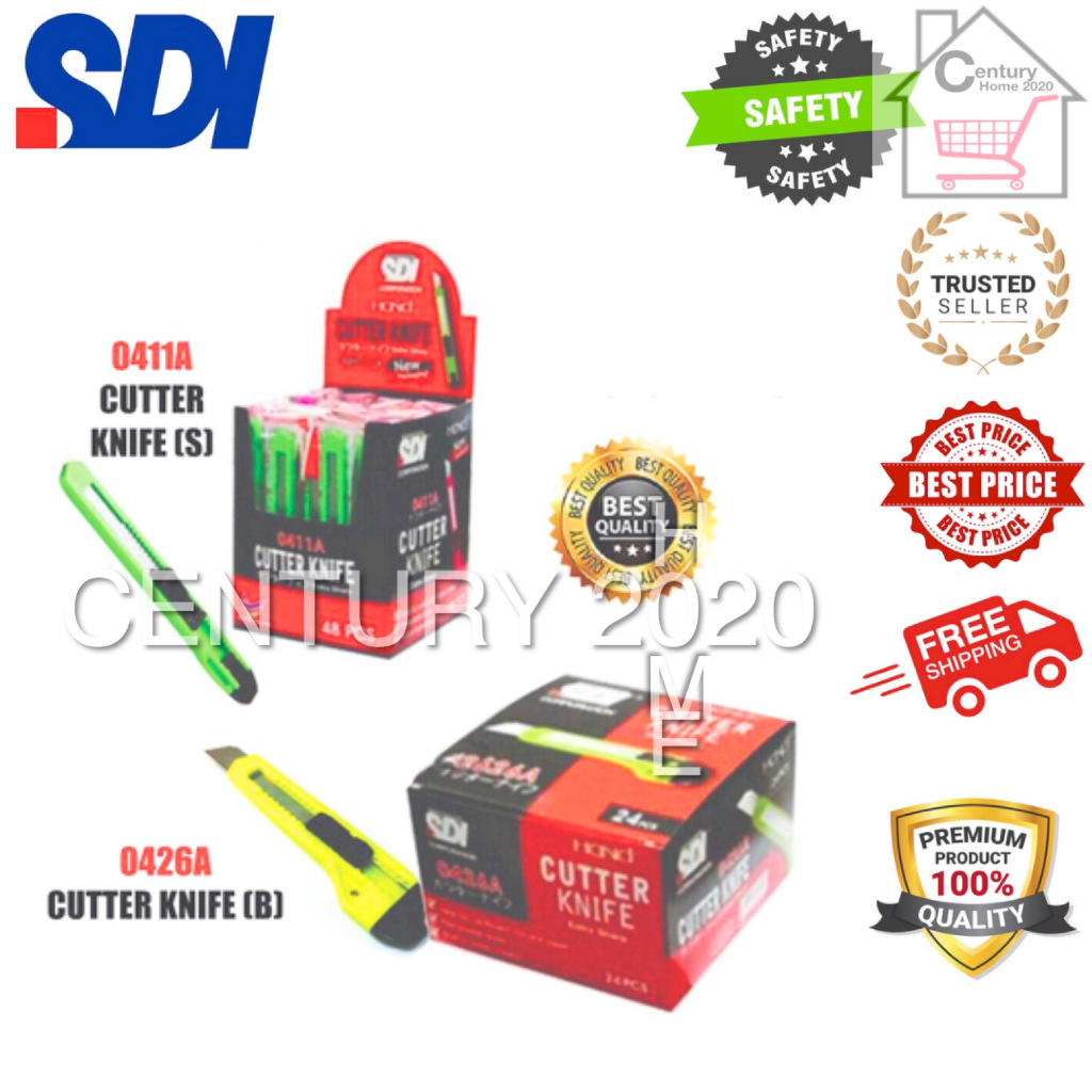 SDI Heavy Duty Utility Knife Cutter 9MM / 18MM Plastic Handle Utility ...