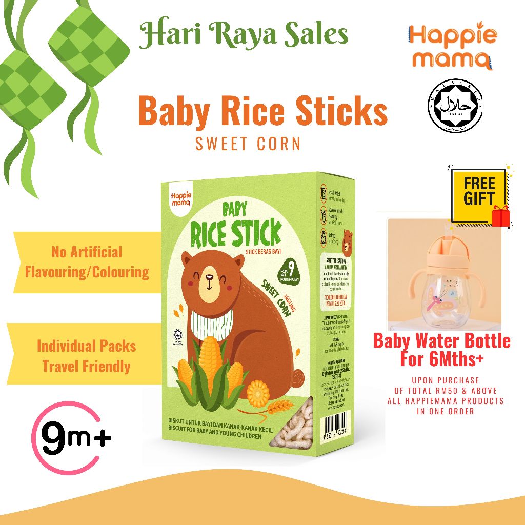 Happiemama Baby Rice Sticks Makanan Bayi Baby Snacks-Sweet Corn (30g ...