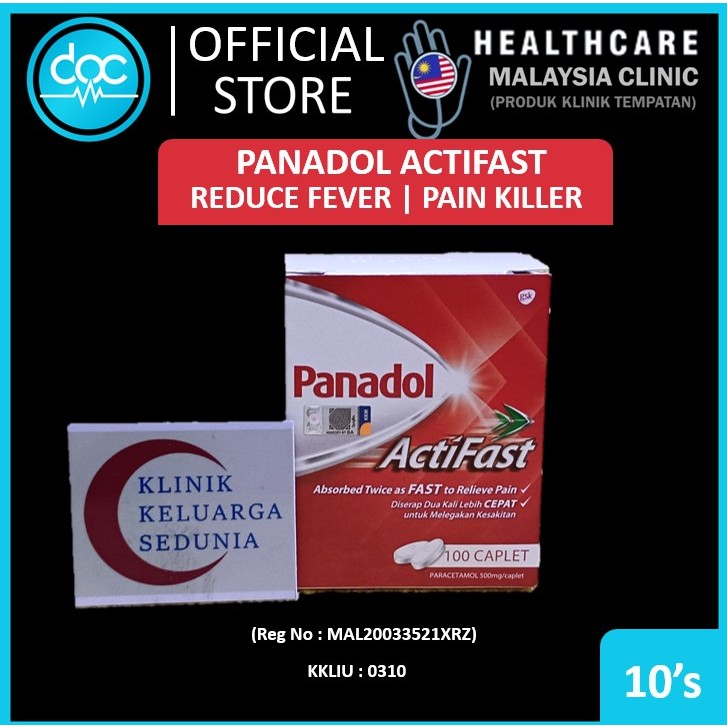 Panadol Actifast 10's Caplet Tablet Paracetamol 500mg Fever Headache ...