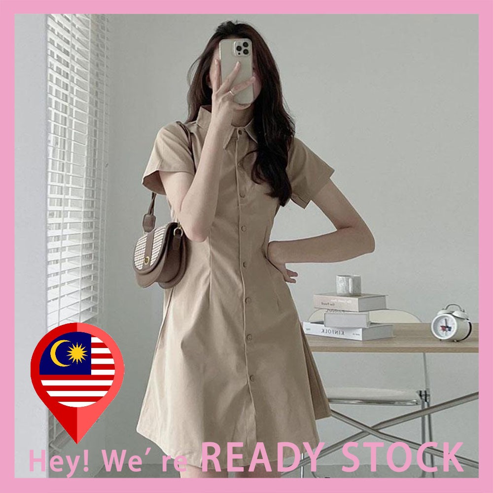 Baju Raya Fashion Women Collar Dress | Slim Fit OL Style | Smart Casual ...