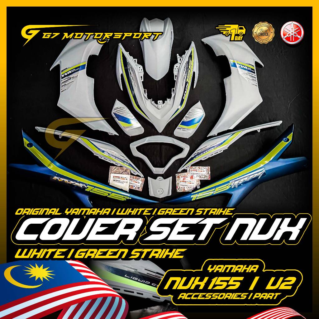Cover Set NVX 155 V2 Matt Grey + Lemon Green Strike 2024 Yamaha 100% ...