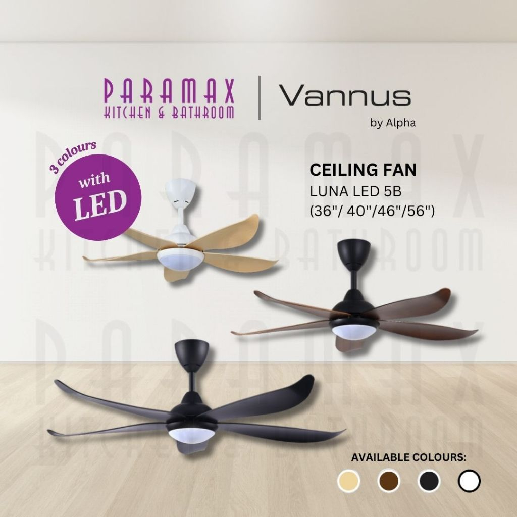 ALPHA Vannus Luna LED Ceiling Fan 5 Blades (36"/ 40"/46"/56") | Shopee ...