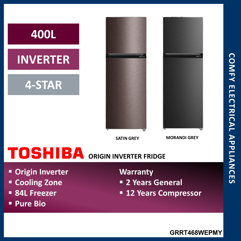 Toshiba Refrigerator 400L Origin Inverter PureBIO Fridge Peti Ais Peti ...