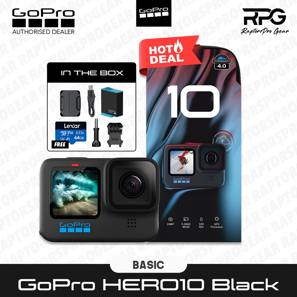 GoPro HERO10 / HERO 10 Black 5.3K60 Video 23MP Photos GP2 Processor HyperSmooth 4.0 Action ...