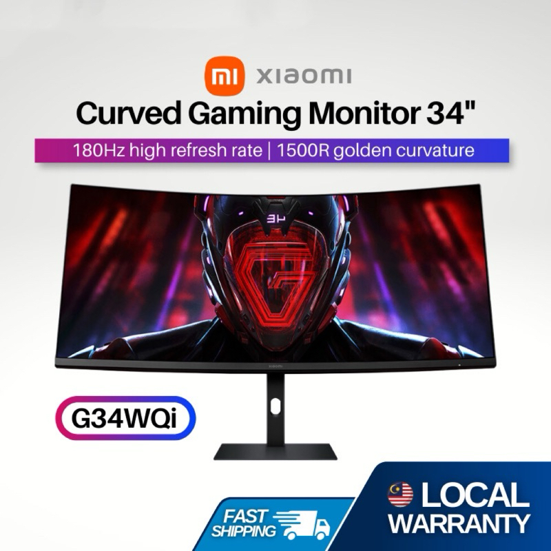 Xiaomi Mi Curved Gaming Monitor 34" 180Hz High Refresh Rate 1500R Golden Curvature WQHD 21:9 ...