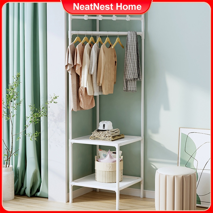 Coat Rack Multi Functional Plastic Clothes Rack Rak kot Shoe racks Rak ...