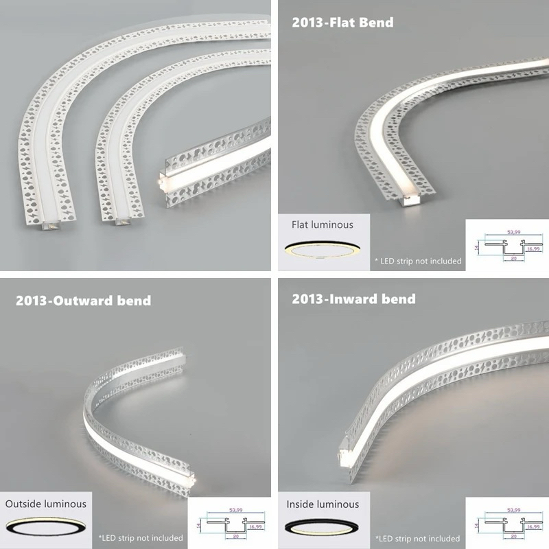 Aluminium Profiles Frameless Invisible Embedded Arc Ceiling Drywall ...