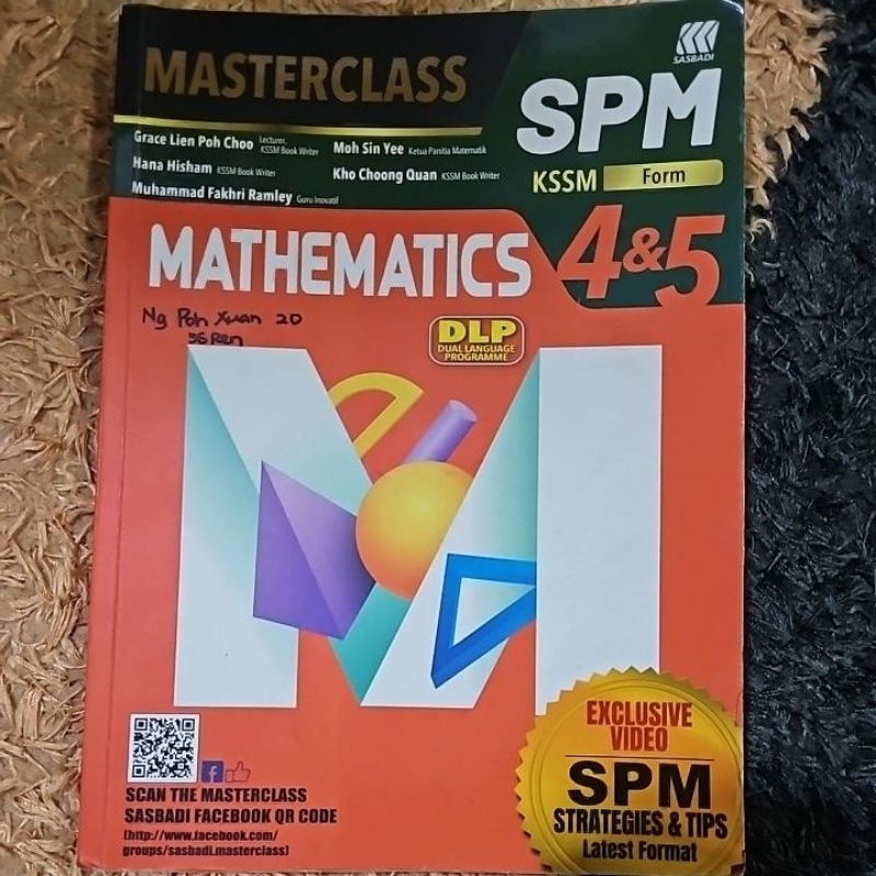 Masterclass SPM KSSM Form 4&5 Mathematics (SASBADI) [SPM] [USED ...