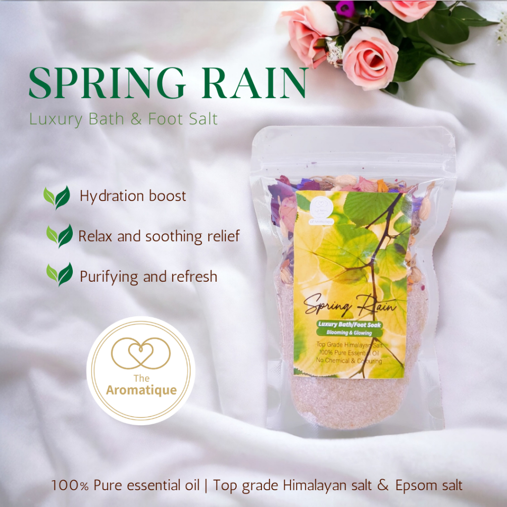 SCENTERIA SPRING RAIN Flower Bath Salt Soak 100g with Essential Oils ...