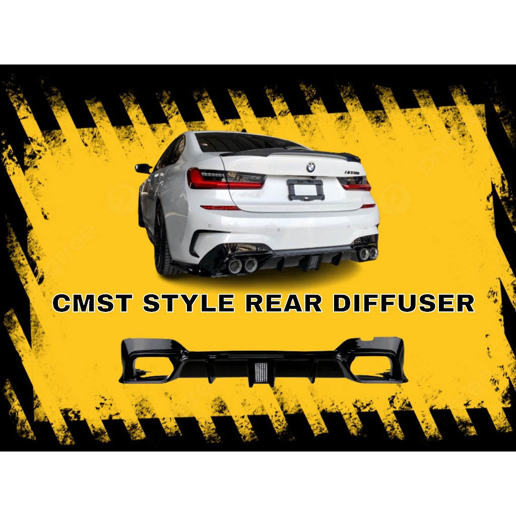 (Ready Stock)BMW G20 3 SERIES CMST STYLE REAR DIFFUSER PP GLOSS BLACK ...
