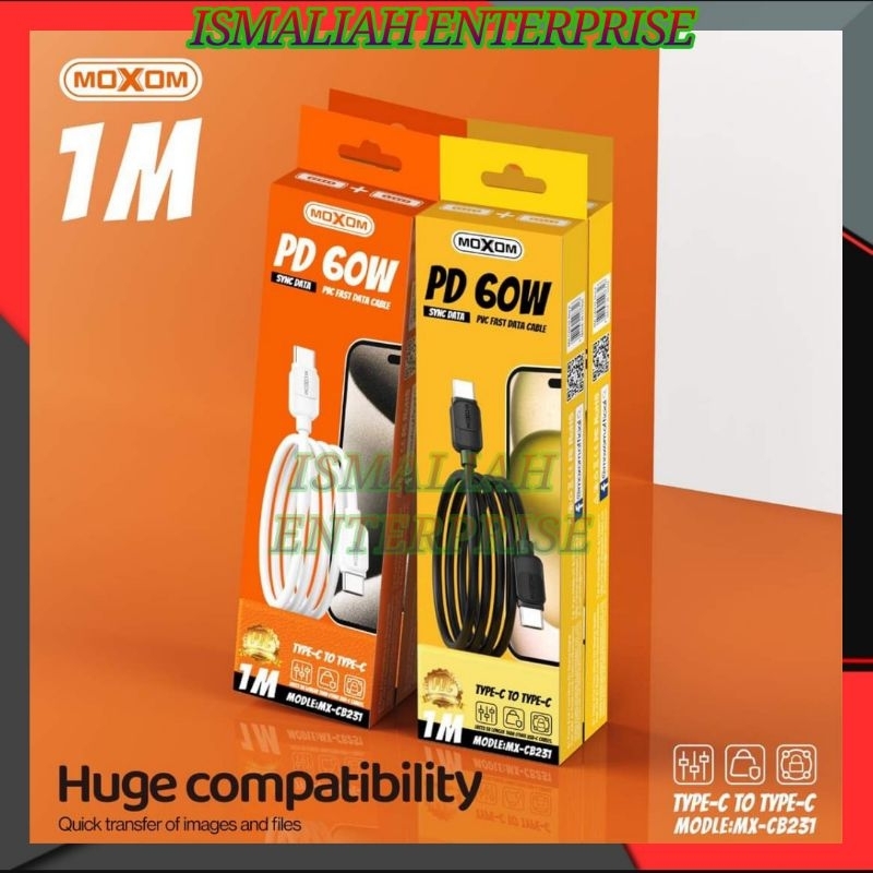 MOXOM PD 60W TYPE-C TO TYPE-C FAST DATA CABLE FAST CHARGING | Shopee Malaysia