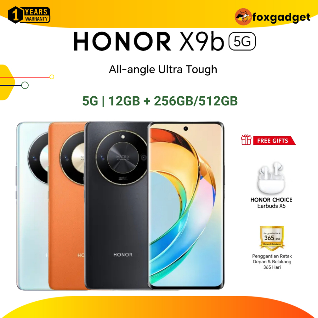 Honor X9b 5G (12GB+8GB RAM + 256GB/512GB) | 108MP Main Camera | 58000mAh Battery | All Angle ...