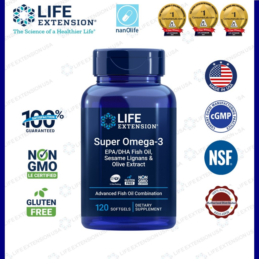 [Life Extension] Super Omega 3, EXP: 10/26, EPA/DHA Fish Oil, Sesame ...