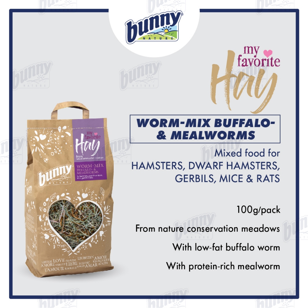 [ 𝐁𝐮𝐧𝐧𝐲𝐍𝐚𝐭𝐮𝐫𝐞 ] MY FAVORITE HAY Worm-Mix Buffalo & Mealworms 100G ...