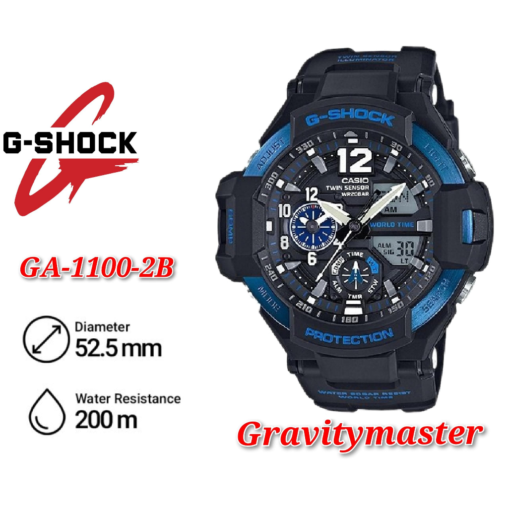 Casio G-Shock GA-1100-2B Gravitymaster Men Watch - GA-1100 | Shopee ...
