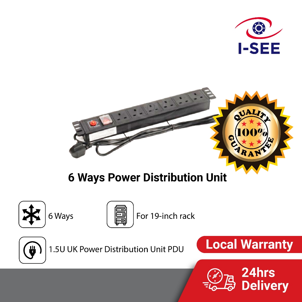 [Terjamin] 6 Ways PDU Power Distribution Unit extension General Universal Power Socket Supply UK ...
