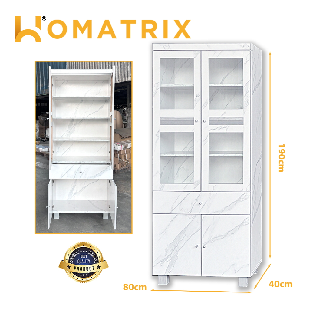 HOMATRIX Kitchen Cabinet Storage Glass Cabinet Almari Simpan Dapur Kaki ...