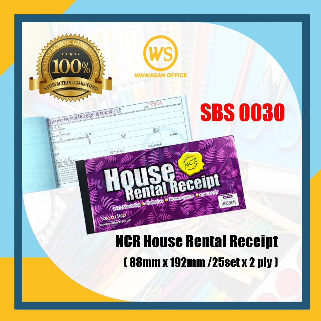 House Rental Receipt NCR Carbonless / Resit Sewa Rumah (25 Set x 2 Ply ...