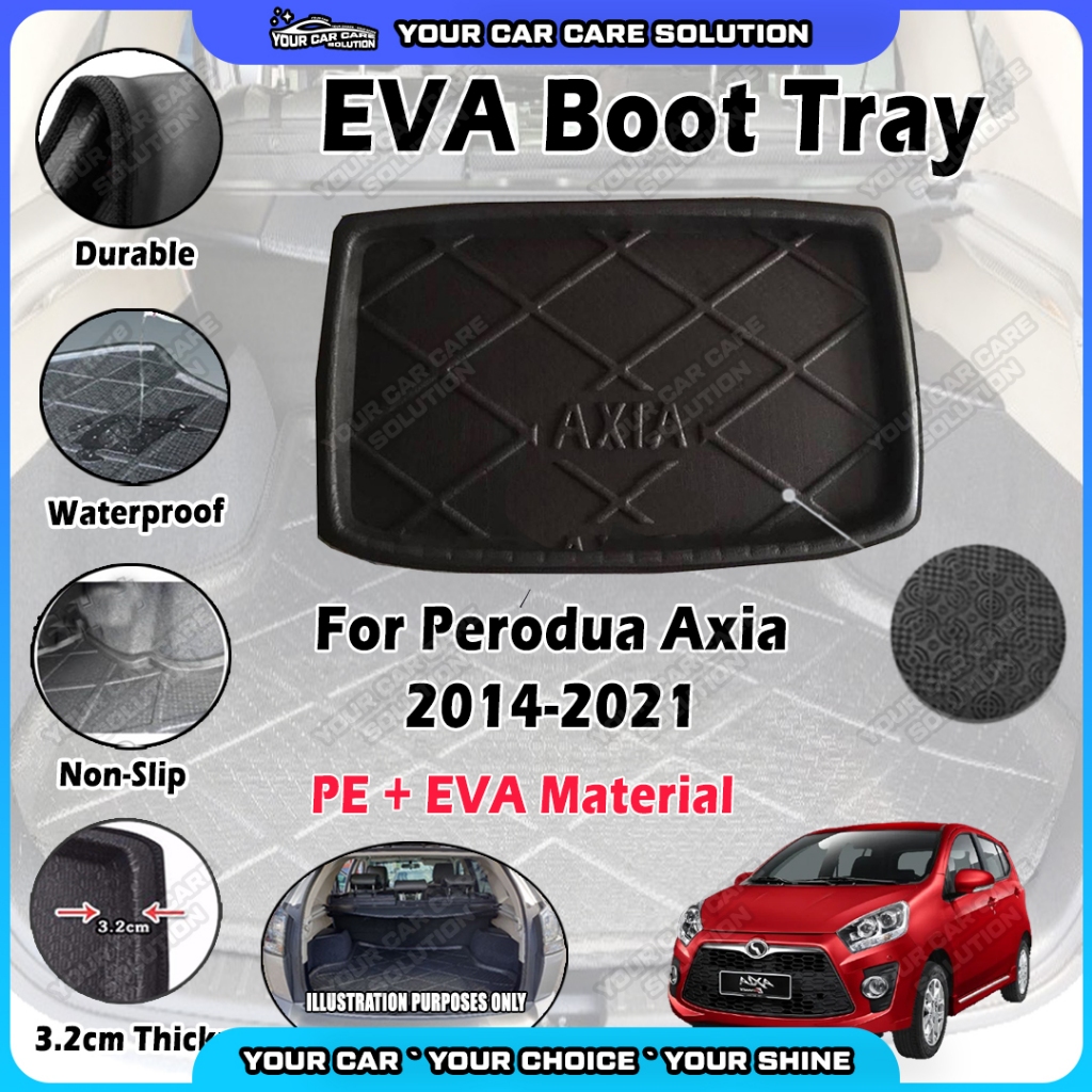📥 For Perodua Axia 2014-2021 EVA Copolymer Car Boot Tray Luggage Cargo ...
