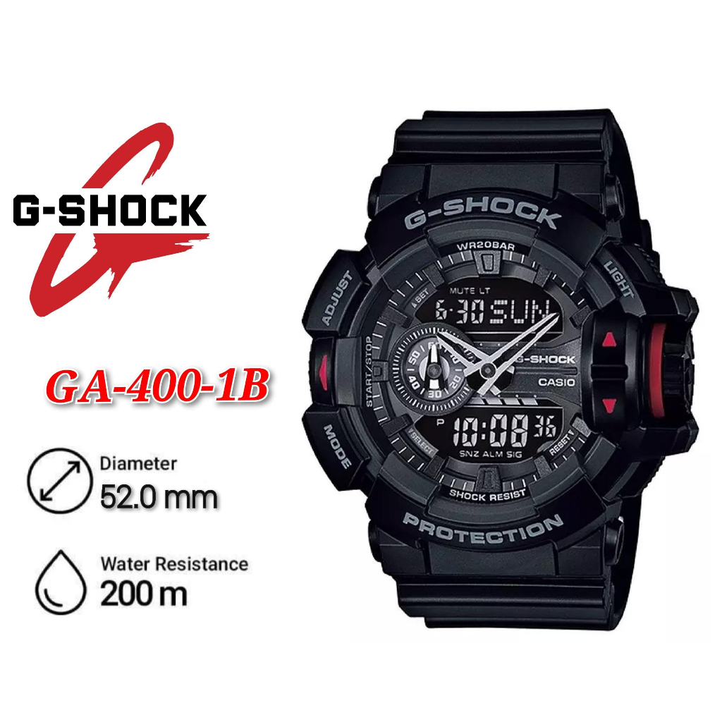 Casio G-Shock Men's Analog-Digital GA-400-1B Big Case Series Black Resin Band Sport Watch - GA ...