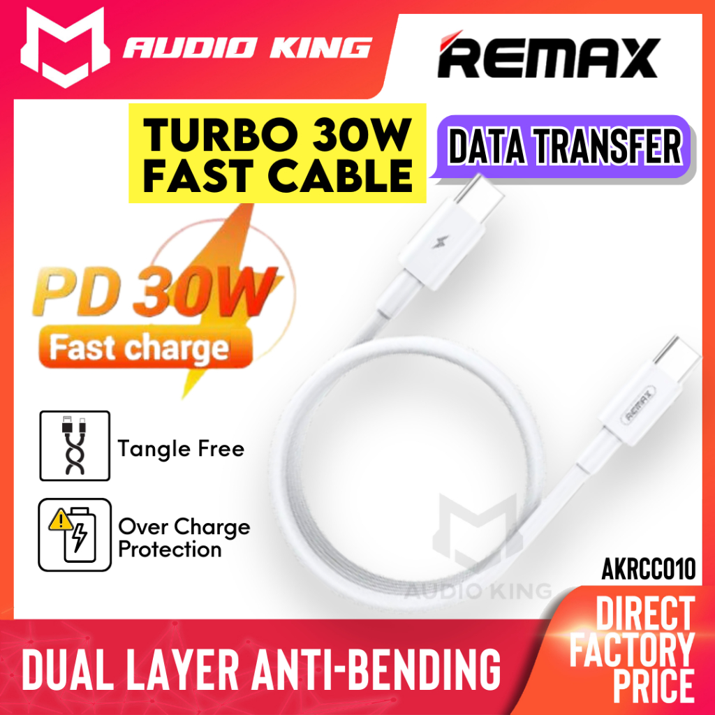 REMAX Type C To Type C 30W Super Fast Charging PD Data Cable Charger ...