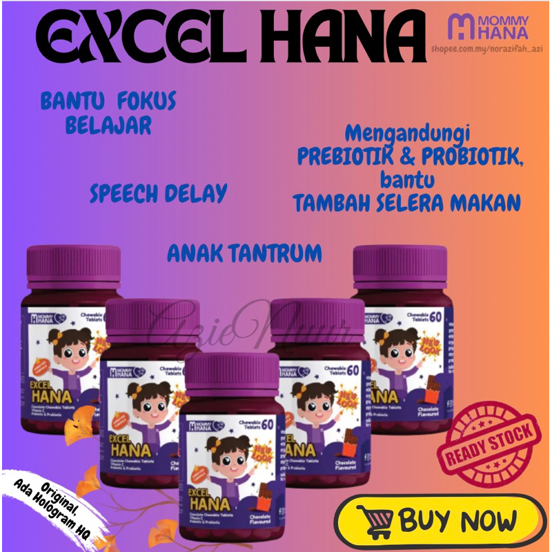 VITAMIN MINDA EXCEL HANA ORIGINAL HQ | BRAIN BOOSTER | MOMMY HANA HQ | PROBIOTIC PREBIOTIC ...