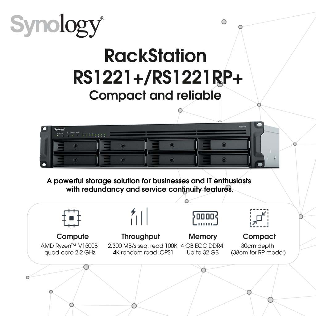 Synology Rackstation RS1221+ 4GB | 8GB | 16GB | 32GB ECC Default System ...