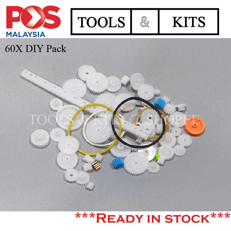 60X Plastic Gears Pack for DC Motors Pinion/Compound/Worm/Crown Gear ...
