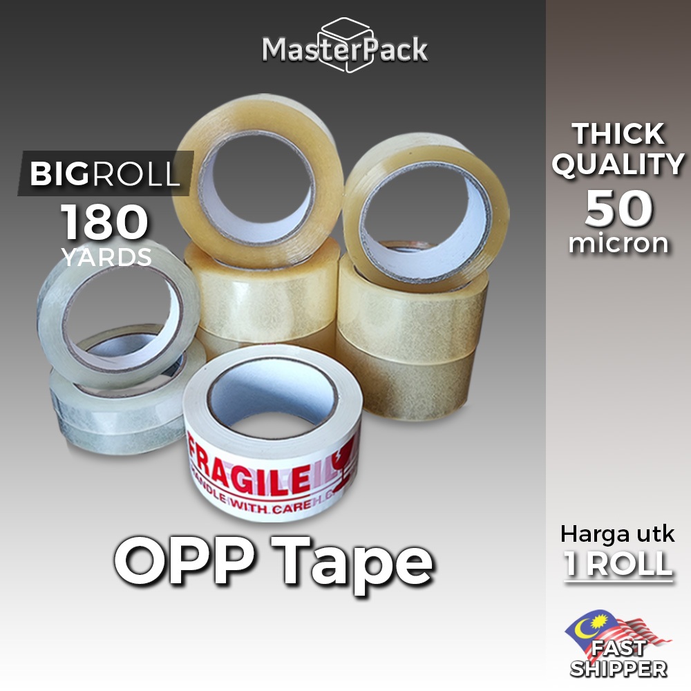 OPP Tape 48mm x 180 yard Packaging Fragile Tape Stationery Tape 18mm x ...