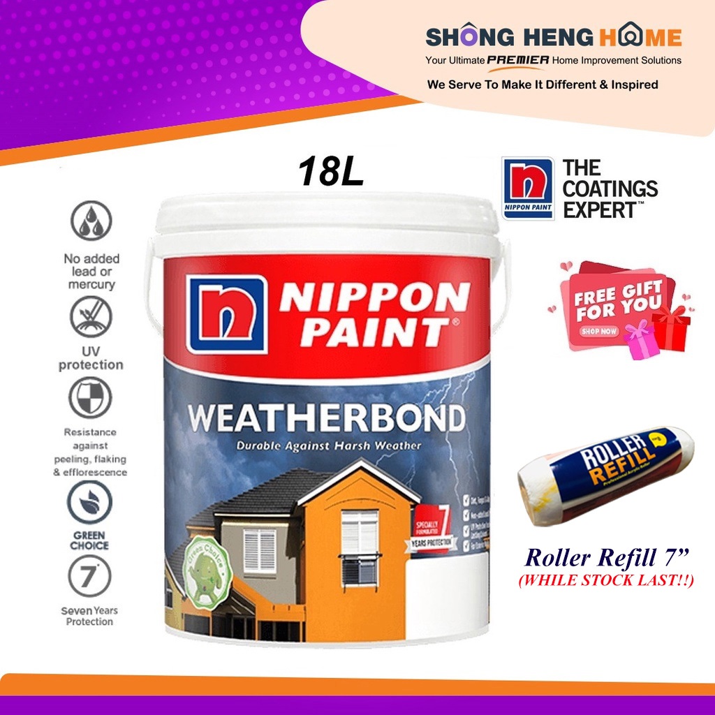 [FREE SHIPPING] 18L Nippon Paint Weatherbond (WB) Exterior Wall - Color ...