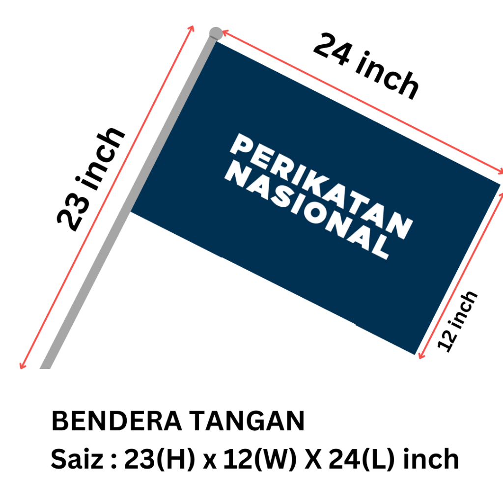 Bendera Tangan Perikatan Nasional [Batang + Bendera] Batang 23inch ...