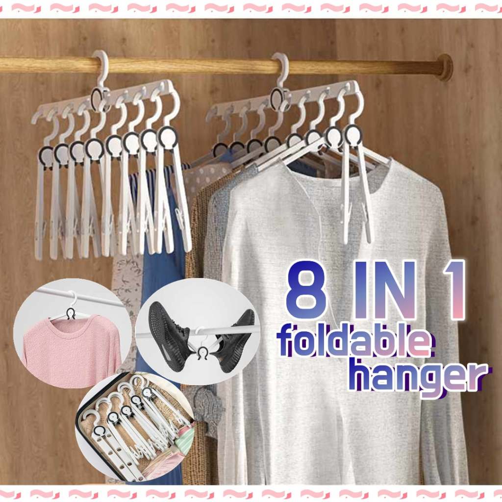 8 in 1 Space Saving Magic Clothes Hanger With Clip Non-slip Folding ...
