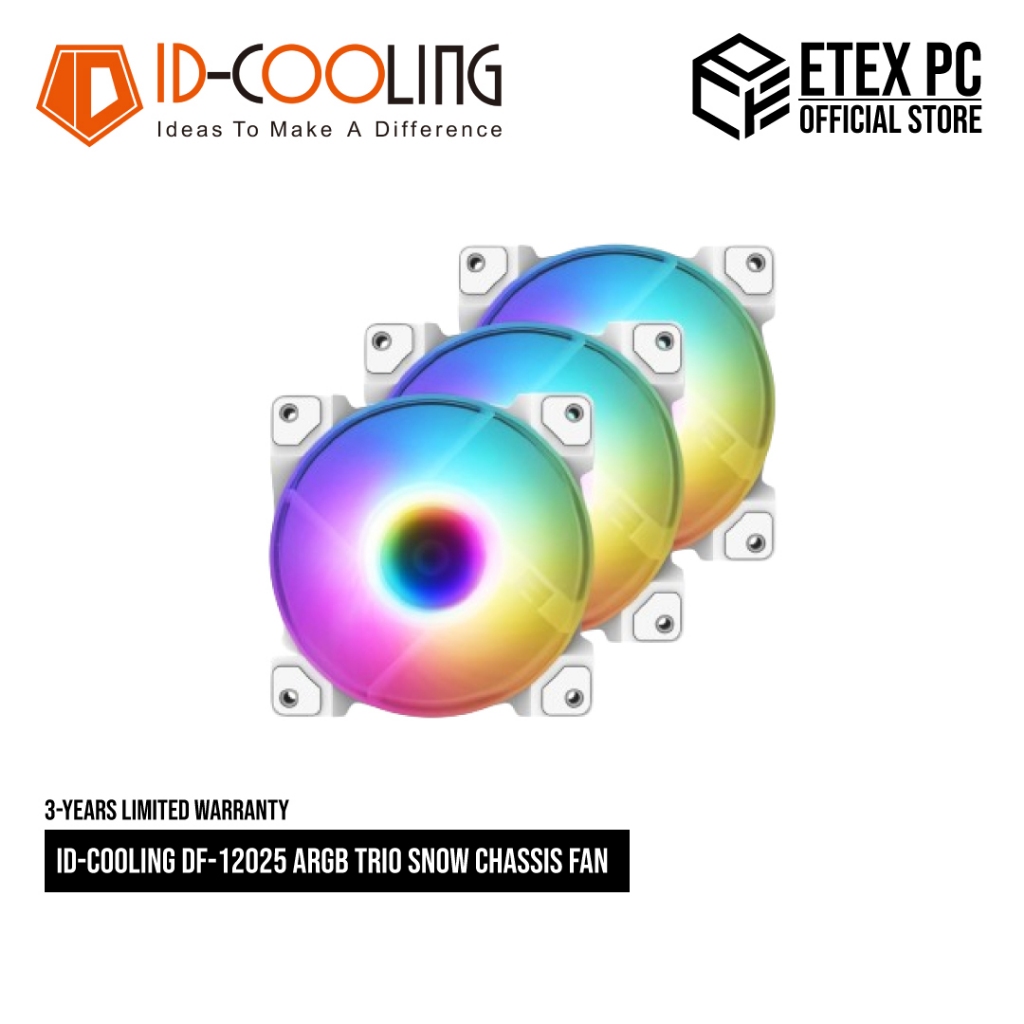 ID-COOLING DF-12025 ARGB TRIO SNOW Chassis Fan # IDC-DF-12025-ARGB-TRIO ...