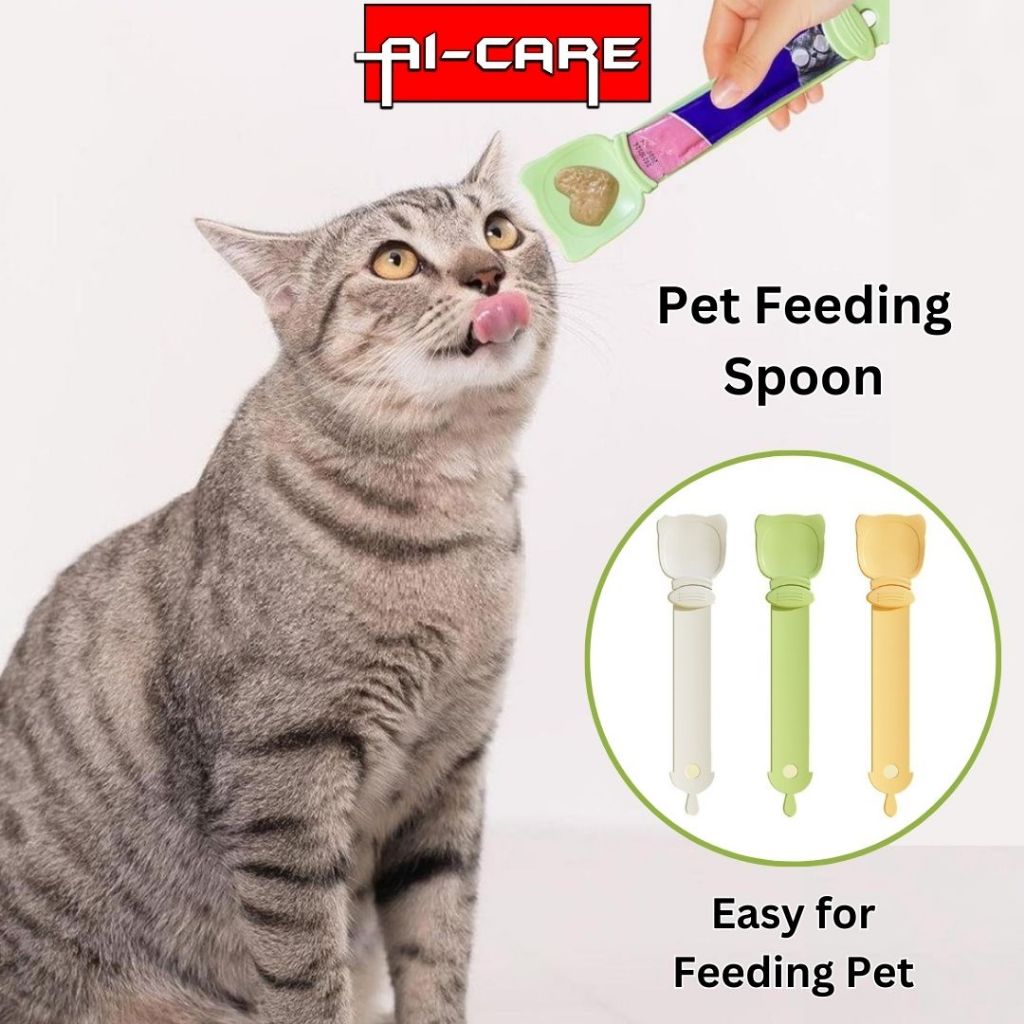 Pet Cat Treats Spoon Pet Feeder Wet Treats Strip Squeeze Spoon Liquid ...