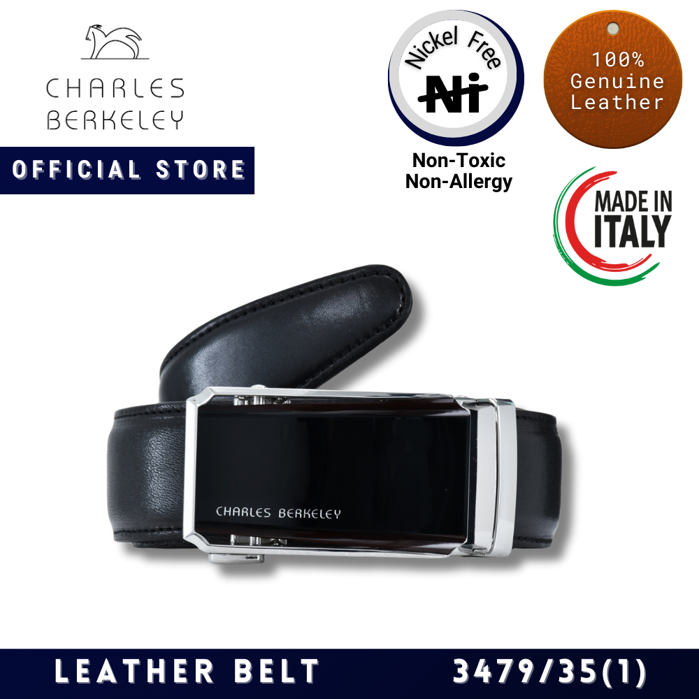 Charles Berkeley Handcrafted Made In Italy Men's Belt Leather Nickel ...