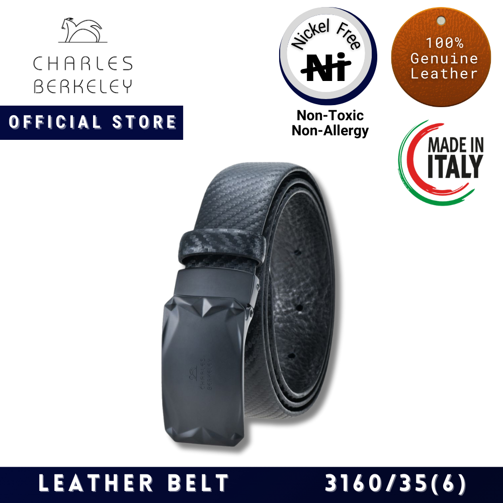 Charles Berkeley Men's Belt Made In Italy Carbon Fibre Leather Print ...