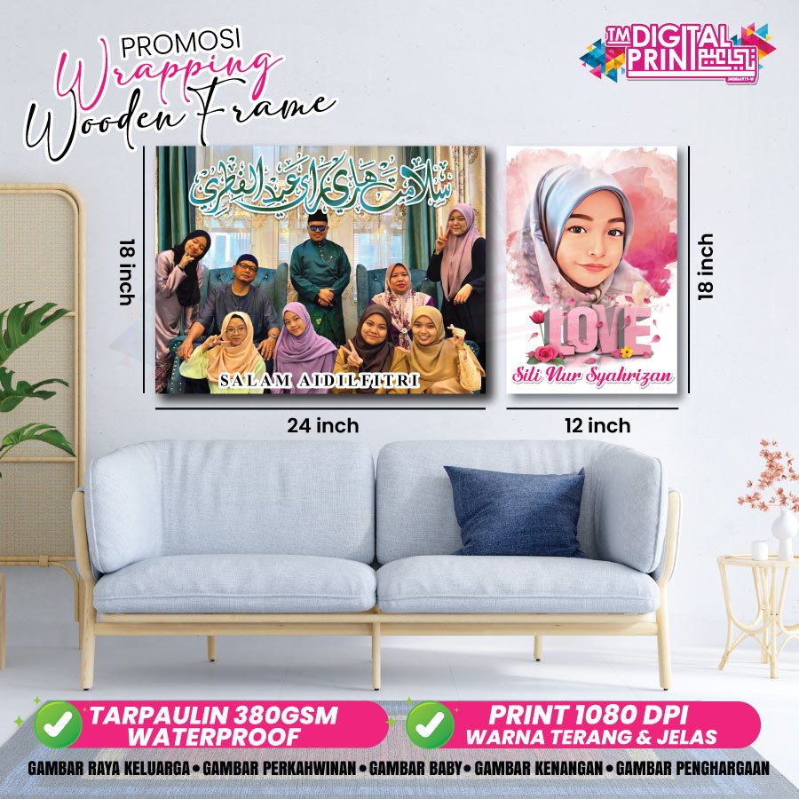 CUSTOM POTRAIT CANVAS FRAME / RAYA / WEDDING / FAMILY POTRAIT ...