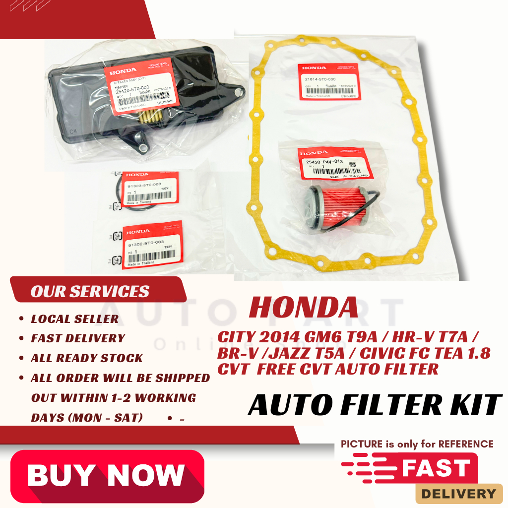 T2 AUTO FILTER KIT SET HONDA CITY 2014 GM6 T9A, HR-V T7A, BR-V, JAZZ ...