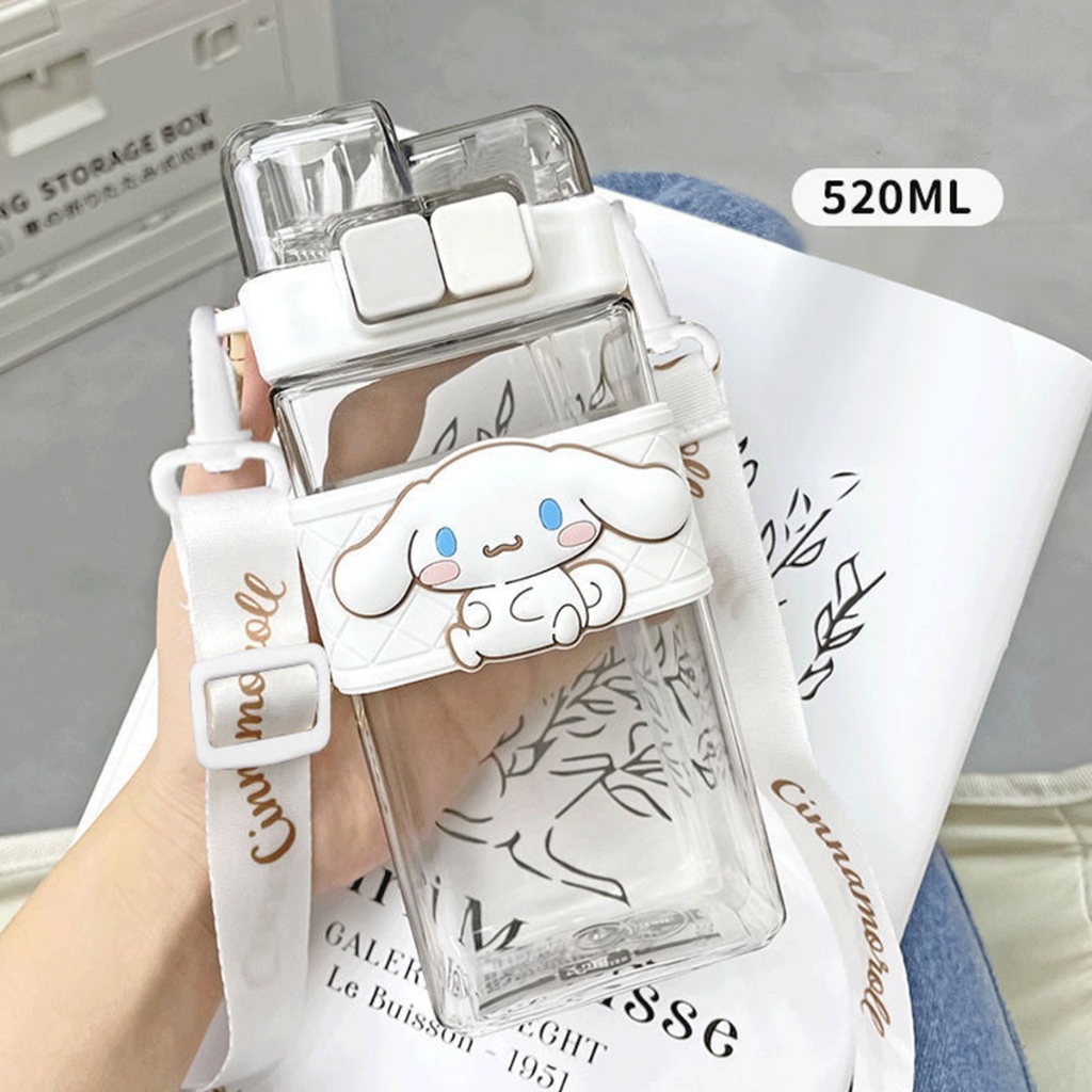 520ml Kuromi Warter Bottle Sanrio Straw Cup Transparent Drinkware Cup ...