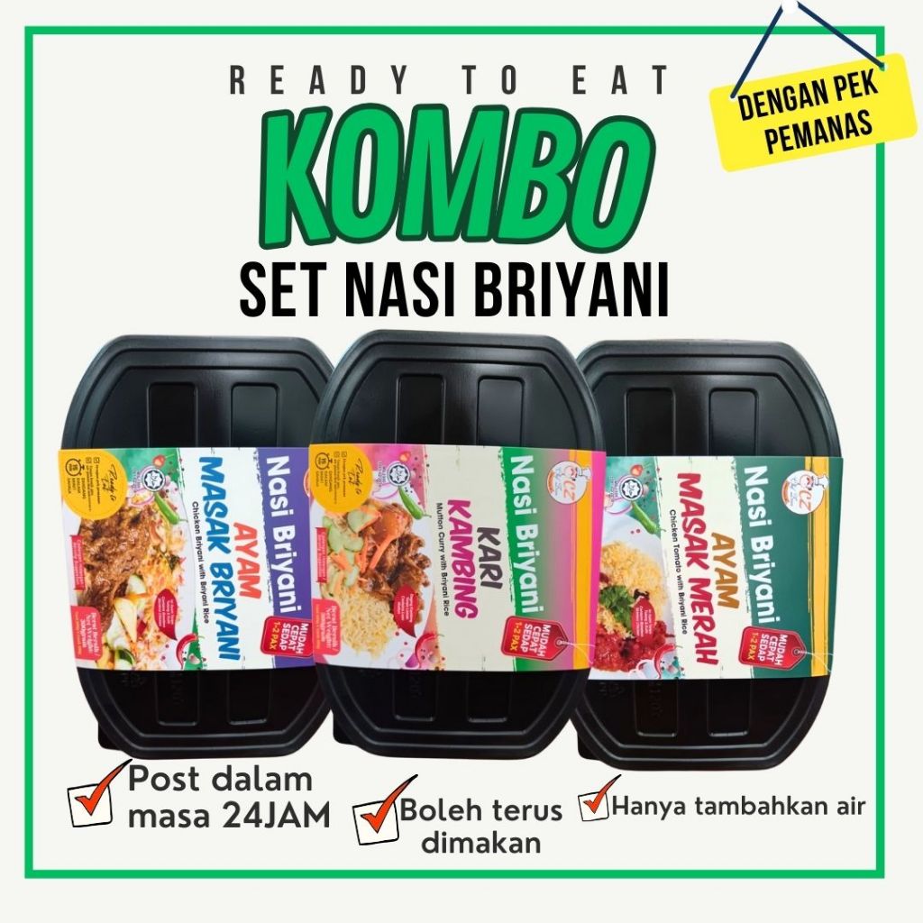 Chef Zam KOMBO SET NASI BRIYANI BERLAUK READY TO EAT DENGAN PEK PEMANAS ...