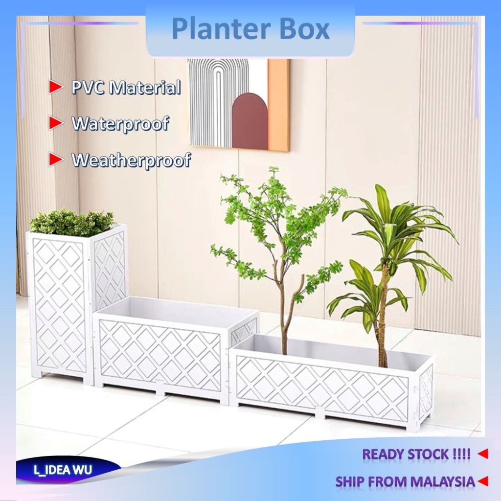 Waterproof Pasu Bunga Plastik Planter Box Outdoor Large Flower Pot Rak ...